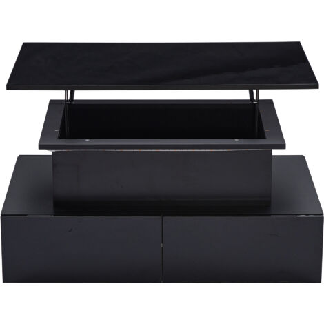 Table basse noire gain de temps rangement salon moderne plateau ...