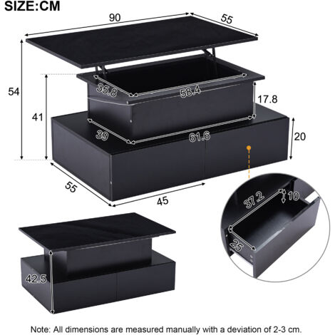 Table basse noire gain de temps rangement salon moderne plateau ...