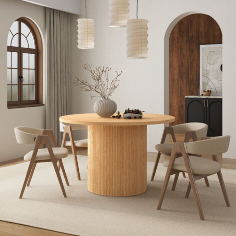 Table à manger ronde 47,2 pouces 4-6 personnes, convient pour cuisine ...