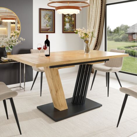 Table extensible 120/160 cm, table à manger 4-6 pers., mécanisme ...
