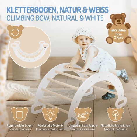 Joyz Kletterbogen für Kinder, Weiß, Bogenwippe aus Holz, 89x52x45,5 cm ...