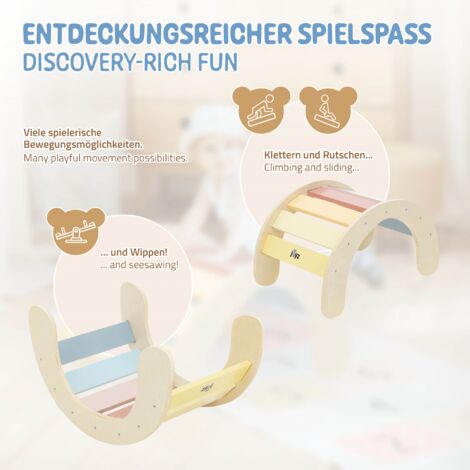 Joyz Kletterbogen für Kinder, Mehrfarbig, Bogenwippe Holz, 74x41x38,5 ...