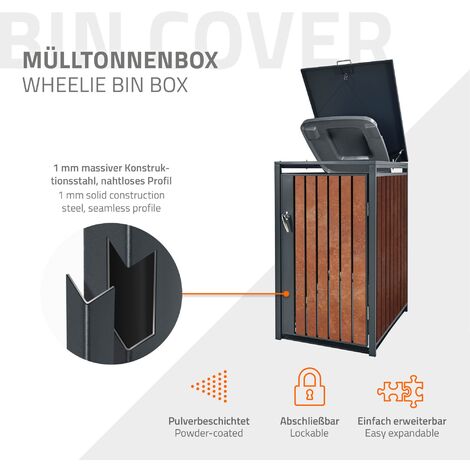 ML-Design Mülltonnenbox 1er für 1 Tonne 240L 68x80x116,3 cm, Anthrazit ...