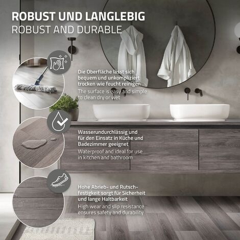 ML-Design Deluxe PVC Bodenbelag, Selbstklebende Vinyl-Dielen ...