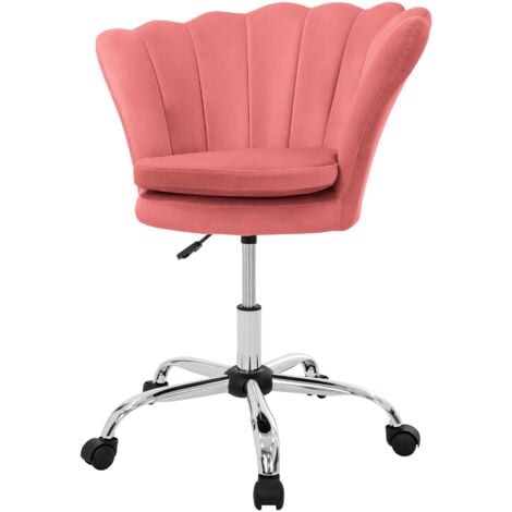 ML-Design Bürostuhl aus Samt, Rosa, Schminktisch Stuhl mit Muschel-Rückenlehne, Drehstuhl mit ...