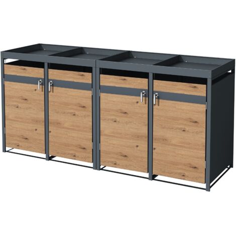 ML-Design Mülltonnenbox 4er mit Pflanzdach für 4 Tonnen, 240L ...