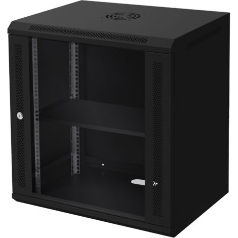 ECD Germany Netzwerkschrank 12 HE, Serverschrank 19 Zoll, Schwarz ...