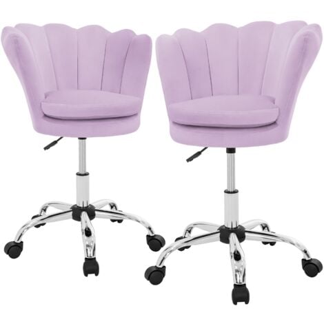 ML-Design Bürostuhl 2er Set aus Samt, Lila, Polsterstuhl mit Rückenlehne, höhenverstellbar, 360 ...
