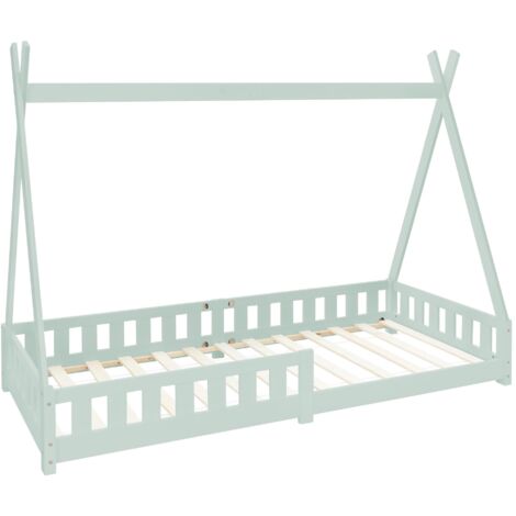 ML-Design Kinderbett Tipi 90x200 cm Mint mit Rausfallschutz und ...