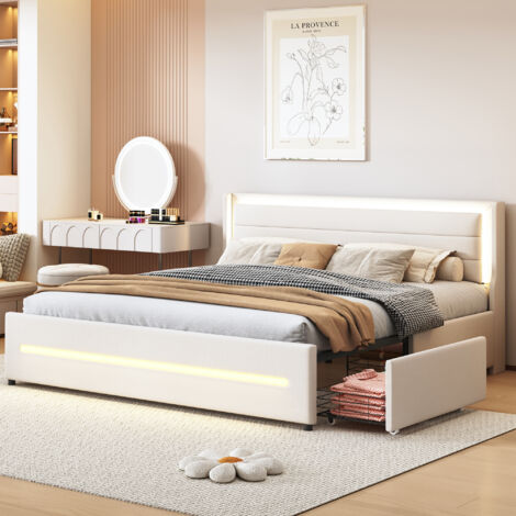 Letto imbottito 180200 con illuminazione led cangiante, con quattro ...