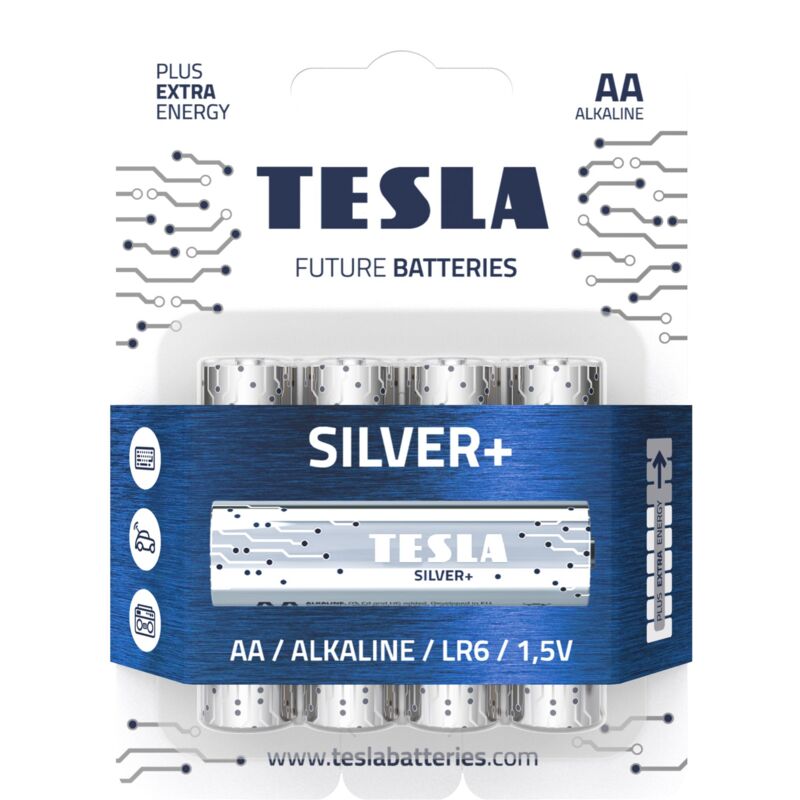 PILES ALCALINES TESLA AA/LR6/1.5V 4PCS ARGENT+