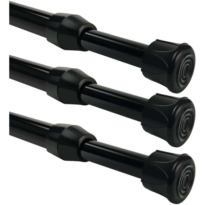 Tringle à rideau de douche télescopique réglable 32-51 cm, 3 pièces, noire