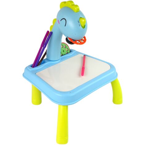 Projecteur de tableau noir pour apprendre à dessiner un dinosaure bleu
