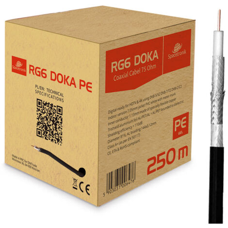 Câble RG6 Spacetronik DOKA PE 4K Trishield 250