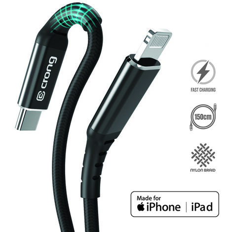 Crong Armor Link - Câble de charge rapide USB-C Lightning avec ...