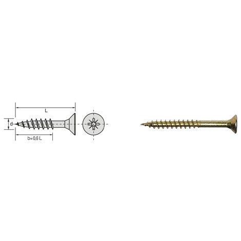 VIS À BOIS GALVANISÉE JAUNE FILETAGE PARTIEL 6,0150MM - 510 6,0150