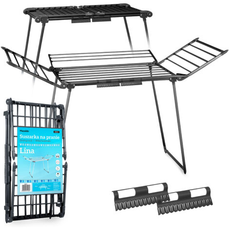 Sèche-linge pliable sur pied Lina, 22 m, noir