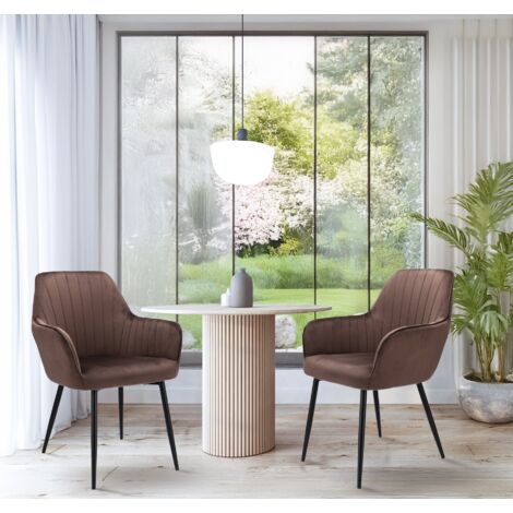 Chaise CORA recouverte de velours marron