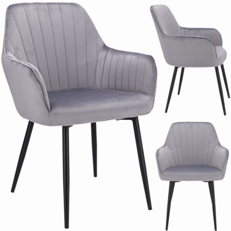 Chaise CORA recouverte de velours gris