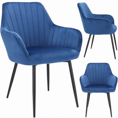 Chaise CORA, recouverte de velours bleu