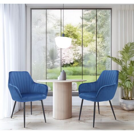 Chaise CORA, recouverte de velours bleu