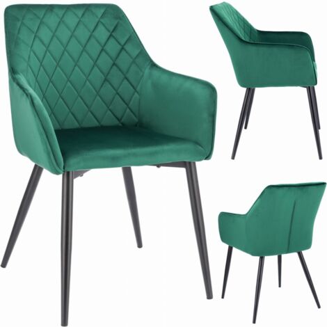 Chaise APIS, verte, recouverte de velours