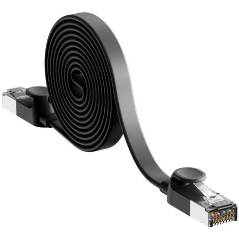 Câble réseau plat RJ45 Ethernet haut débit CAT6 1m - noir