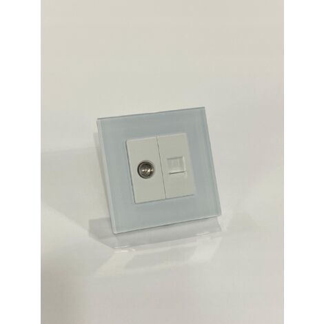 PRISE INTERNET RJ45 + ANTENNE LAN SAT EN VERRE