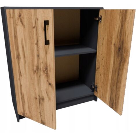 Commode 2D GRAFIT-WOTAN armoire deux portes anthracite ROB