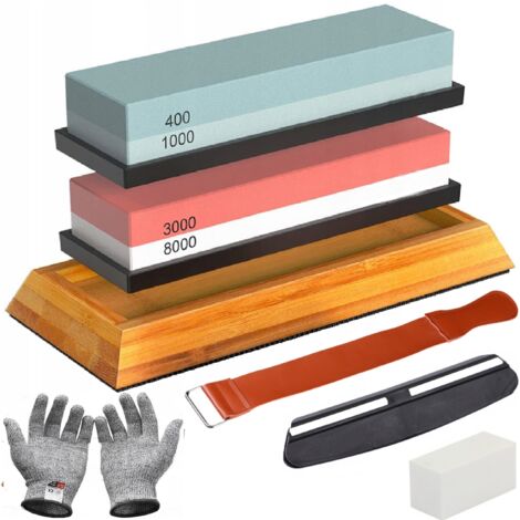 Aiguiseur de couteaux pierre à eau pierre à aiguiser 400/1000 3000/8000 + gants