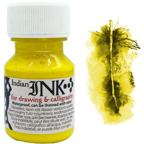 DESSIN encre calligraphie permanente ENCRE de Chine Renesans JAUNE 30ml