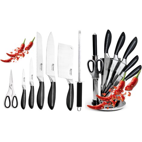 COUTEAUX SUPPORT ROTATIF CISEAUX CLEADER EDENBERG 8PCS ACIER EB-904