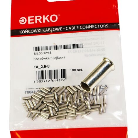 Cosse à embout non isolée TA 2,5/8 ERKO 100 pcs