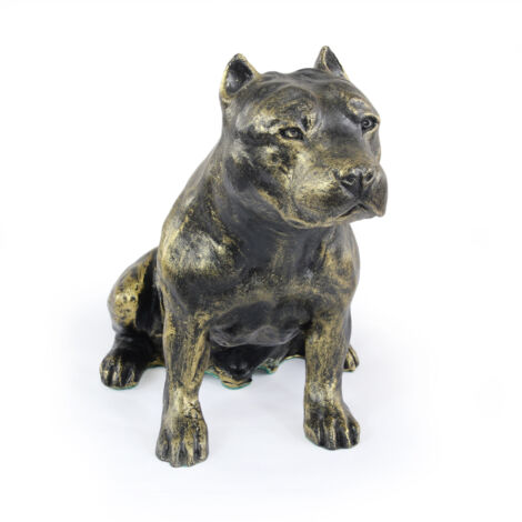 Statuette Amstaff Art-Dog figurine de chien assis pour bureau en bronze ...