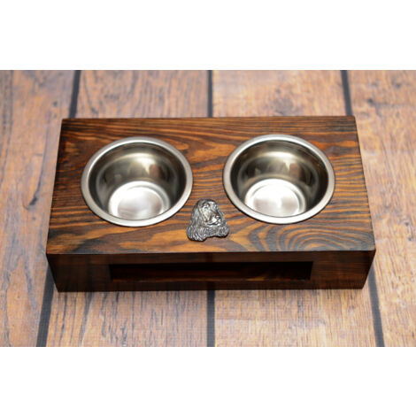 Cocker Spaniel anglais I - Support en bois avec gamelles pour chien ...