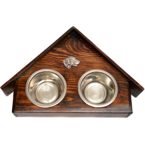 Setter anglais, Laverack - Support en bois avec gamelles pour chien ...