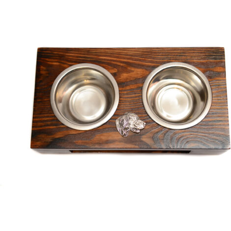 Setter anglais, Laverack - Support en bois avec gamelles pour chien ...