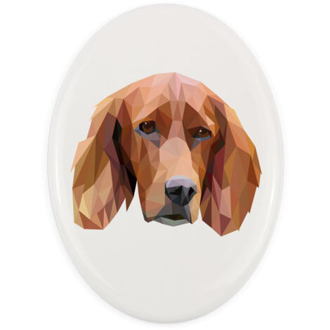 Setter anglais, Laverack - Plaque avec photo et inscription géométrique ...