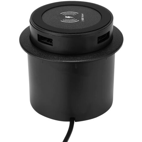 CHARGEUR À INDUCTION DE BUREAU RÉTRACTABLE + HUB 2xUSB