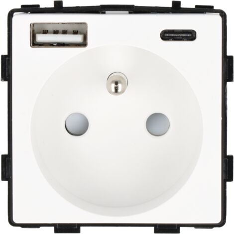 Module prise électrique avec chargeur rapide USB AC 230V simple blanc ...