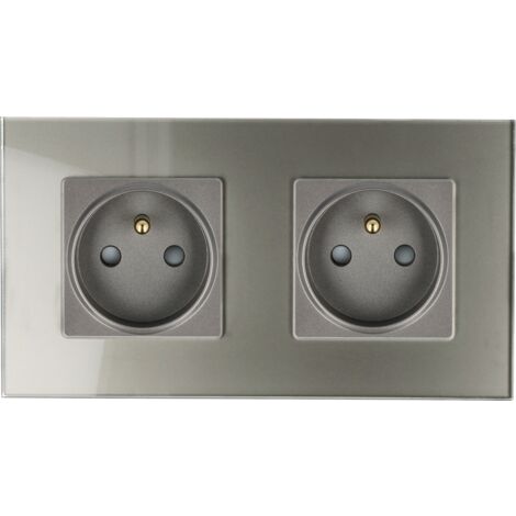 Prise simple avec double cadre, gris 2F