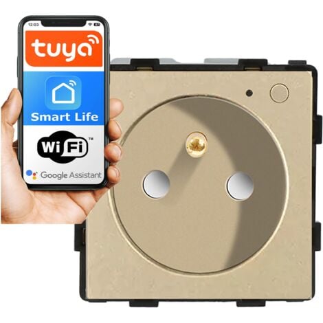 Module prise électrique avec broche Wi-Fi 230V, doré