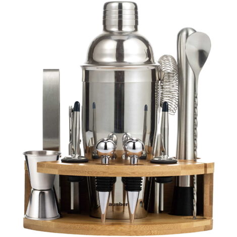 Set de barman pour cocktails, 12 pièces, shaker argenté, KLAUSBERG KB-7655