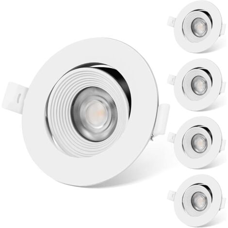 Lot de 5 spots LED encastrables plats UKawhi 6 W Blanc