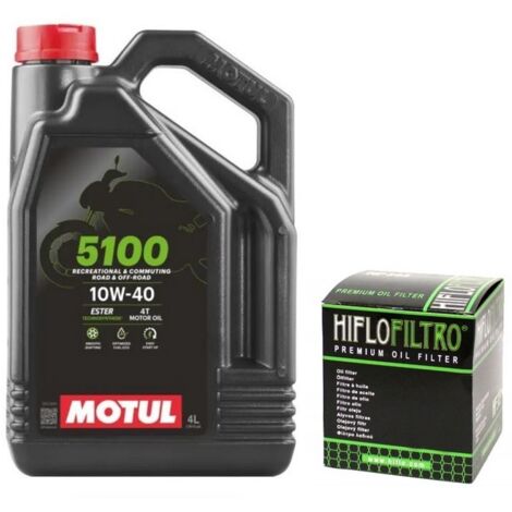 Huile Motul 5100 10W40 4L + Filtre à huile Hiflo HF112 4T Ma2 Ester ...