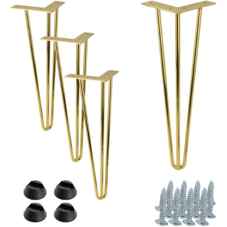 Lot de 4 pieds épingles à cheveux, doré brillant, hauteur 41 cm, pour ...