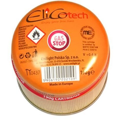 Cartouche de gaz propane-butane 190 g GAS-STOP ELICOTECH 2711 13 - S ...