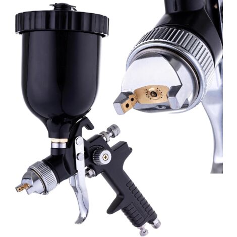 Pistolet pulvérisateur de peinture HVLP, buse de 1,3 mm, noir, réservoir de 600 ml