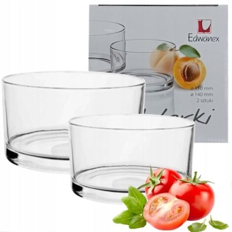 Saladier en verre droit 11+14 cm, lot de 2 pièces, saladier à étages, joli