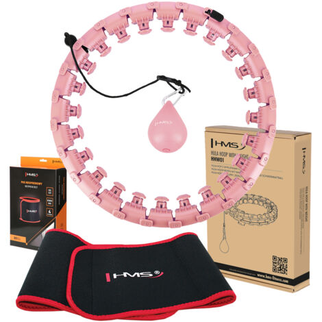 ENSEMBLE HULA HOOP HHW01 ROSE AVEC POIDS HMS + SUPPORT DE TAILLE BR163 ...